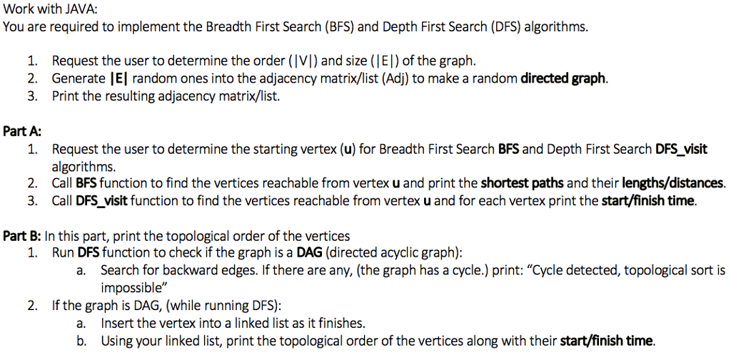 Solved Work with JAVA: You are required to implement the | Chegg.com