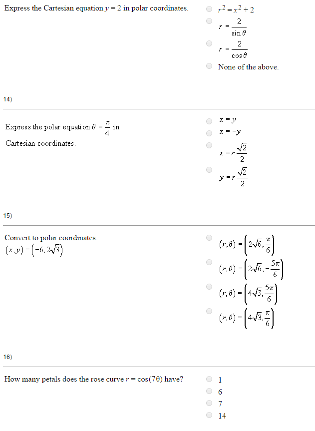 Solved Express The Cartesian Equation Y 2 In Polar