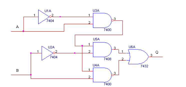 Solved U1A U3A 7404 7400 USA U2A U6A 7404 7408 U4A 7432 7400 | Chegg.com