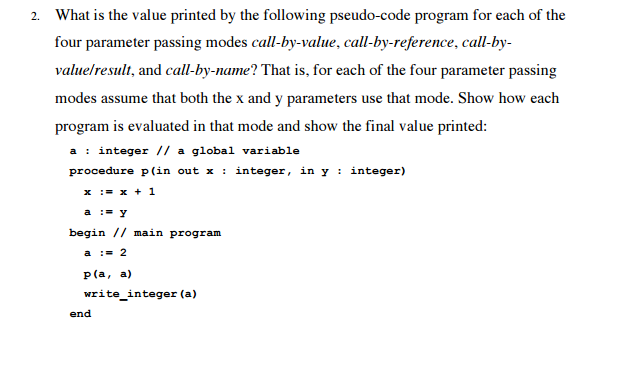 Solved Given this pseudocode program, what are the correct | Chegg.com
