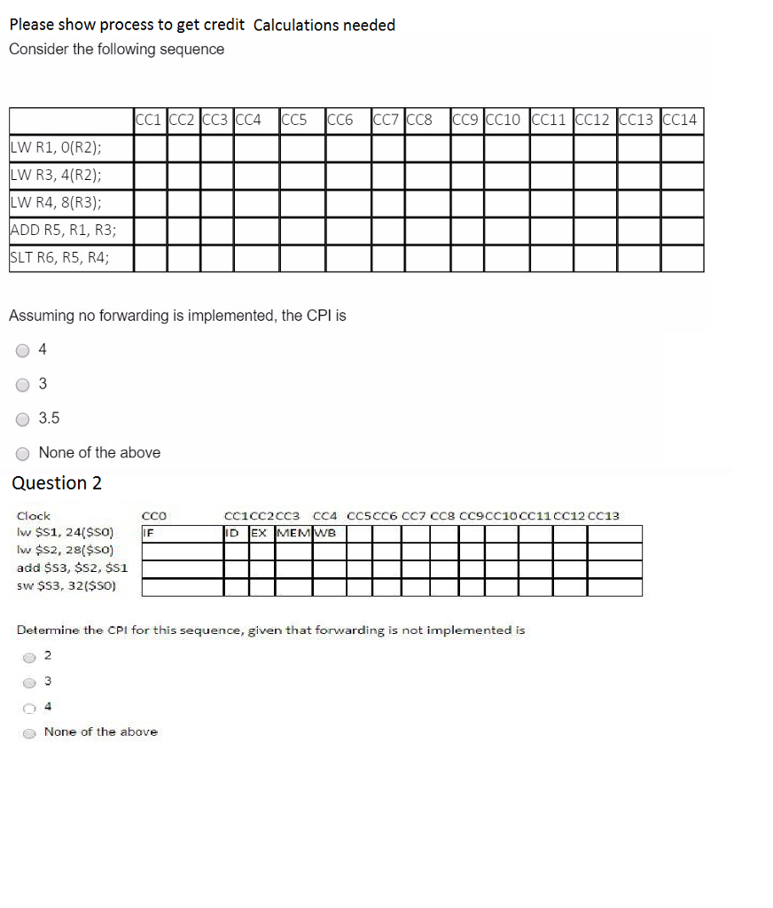Solved Show process to get credit Calculations needed | Chegg.com