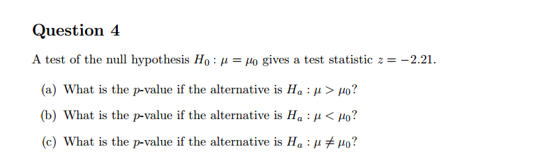 Solved A test of the null hypothesis H_0 :mu = muo gives a | Chegg.com