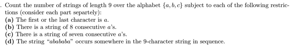 Solved Count the number of strings of length 9 over the | Chegg.com