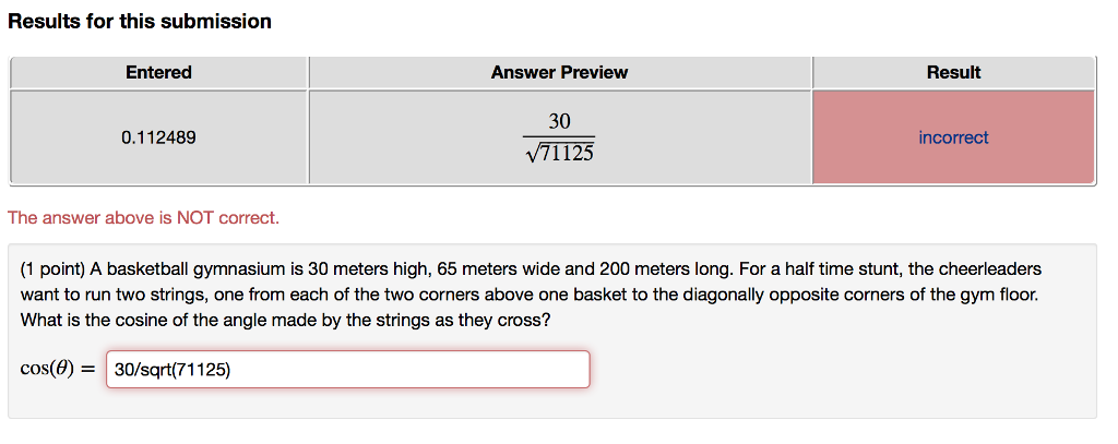 Solved Results for this submission Entered Answer Preview | Chegg.com