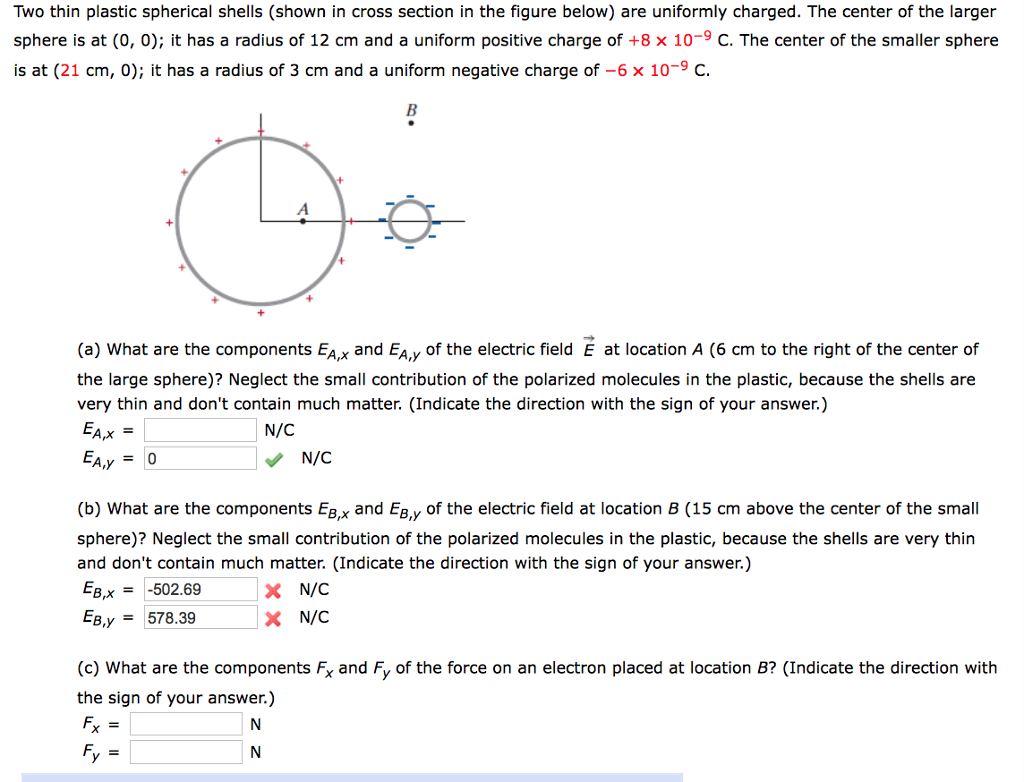 Solved Two thin plastic spherical shells (shown in cross | Chegg.com