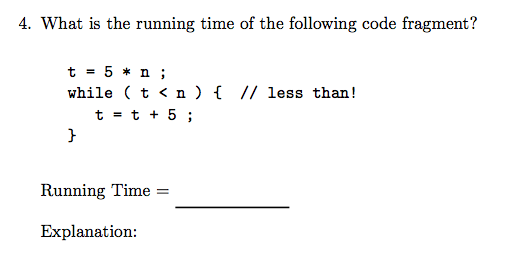 Solved For each of the following code fragments, estimate an | Chegg.com