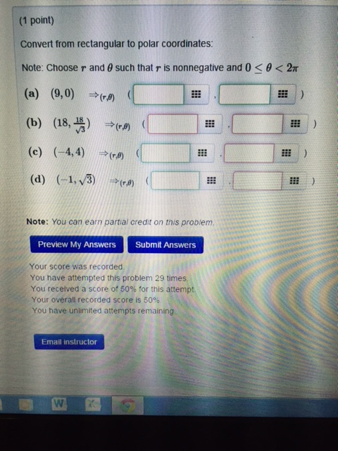 Solved Convert From Rectangular To Polar Coordinates Note