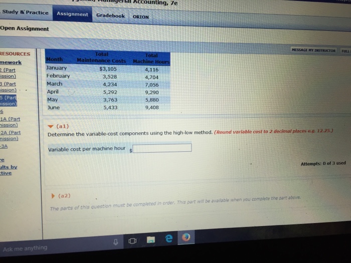 Solved: Determine The Variable-cost Components Using The H... | Chegg.com