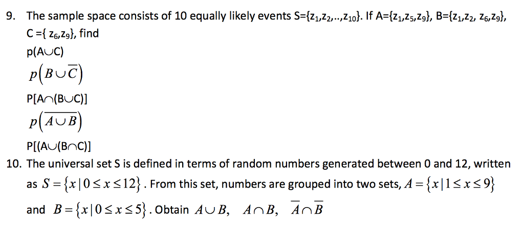 Solved 9. The sample space consists of 10 equally likely | Chegg.com
