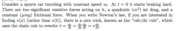 Solved Consider a sports car traveling with constant speed | Chegg.com
