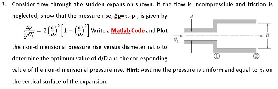 3. Consider flow through the sudden expansion shown. | Chegg.com