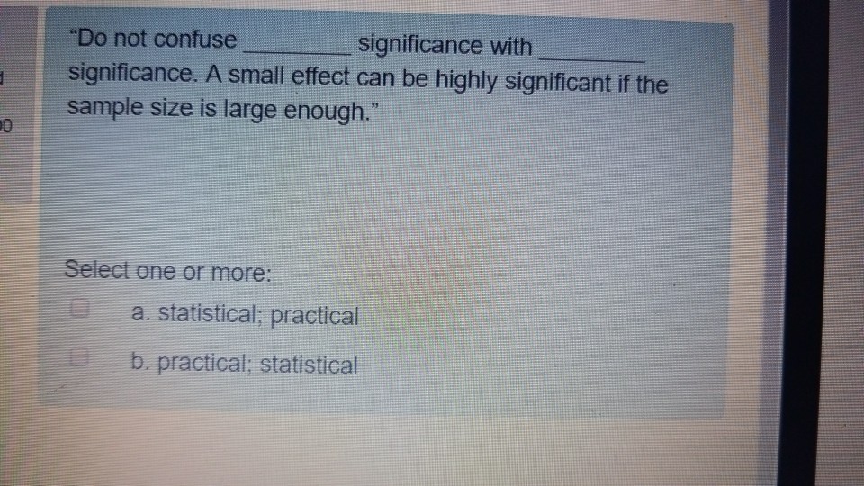 Solved Do not confuse significance with significance. A | Chegg.com
