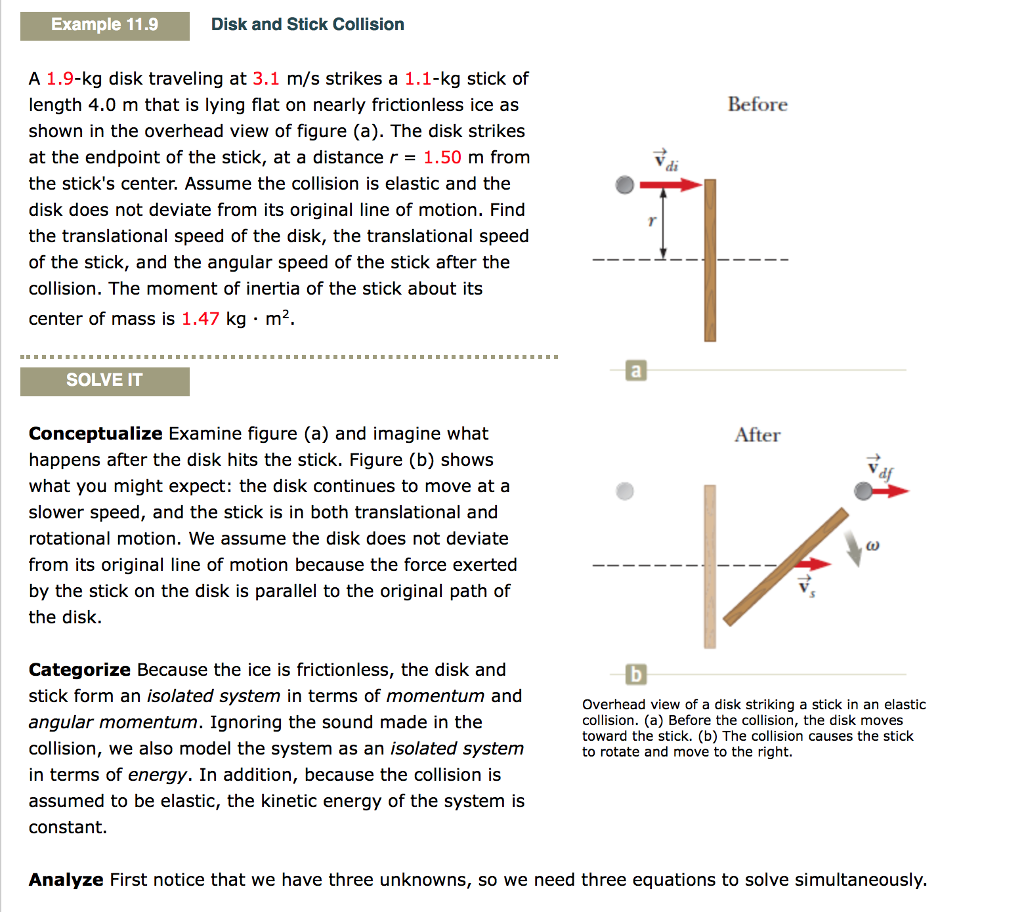 Solved Example 11.9 Disk and Stick Collision A 1.9 kg disk | Chegg.com