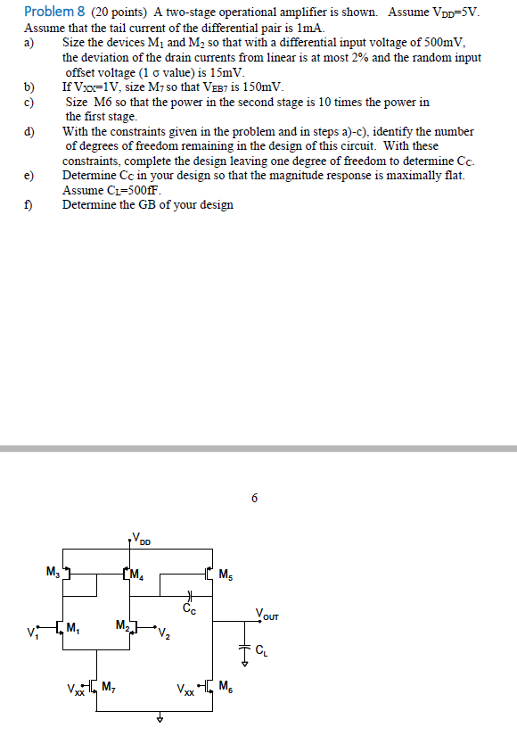 two-stage operational amplifier is shown. Assume | Chegg.com