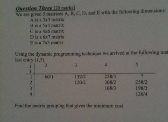 Solved Question Three 120 marksl We are given S matrices A, | Chegg.com