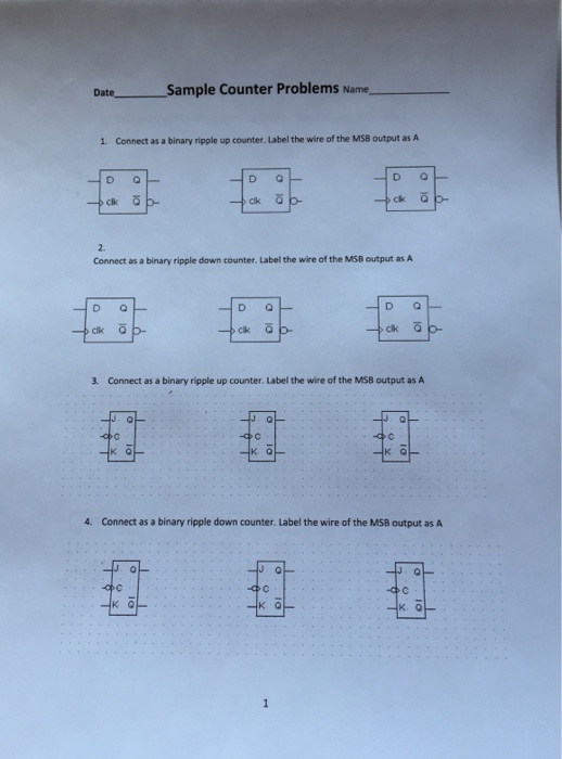 Solved Connect as a binary ripple up counter label the wire | Chegg.com