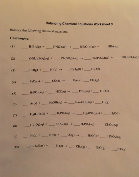 Solved Balance the following chemical equations | Chegg.com