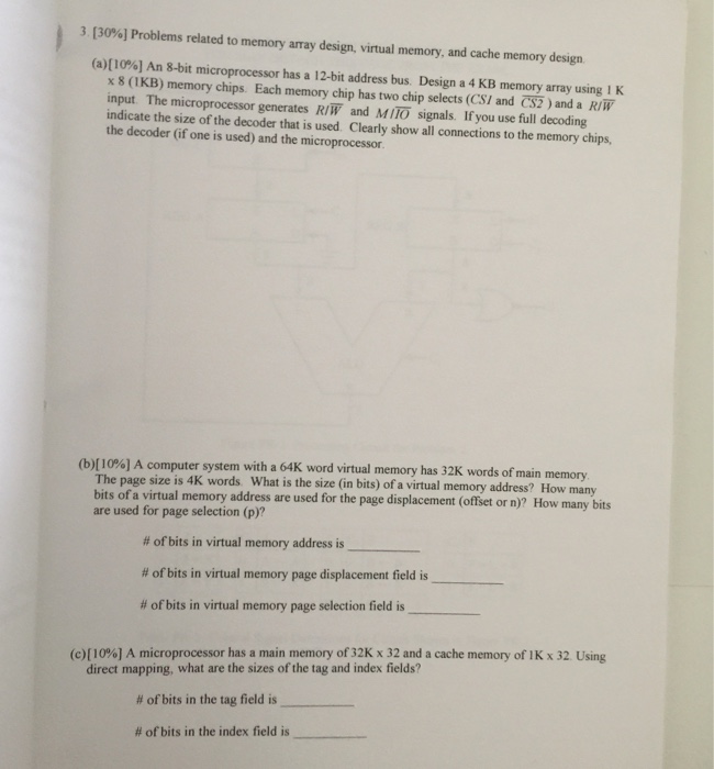 Solved 3.[30%] Problems related to memory array design, | Chegg.com