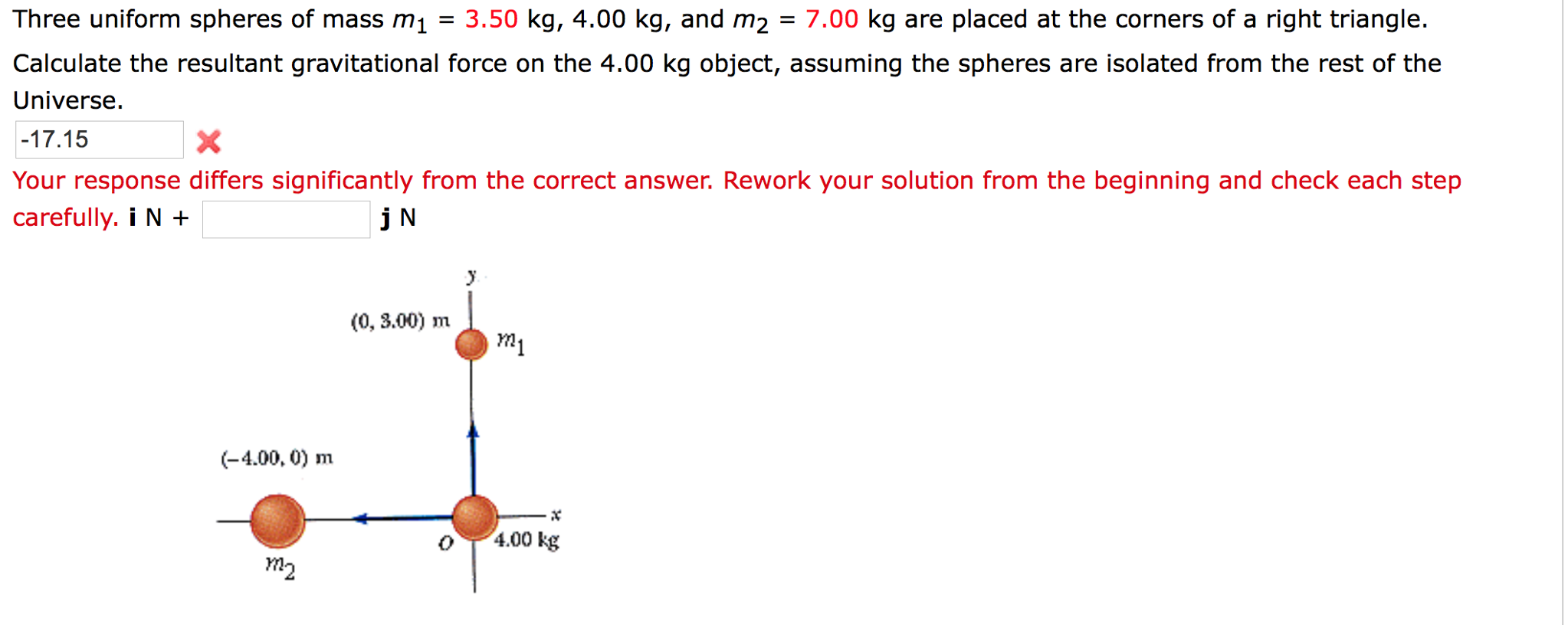 Solved Three uniform spheres of mass m_1 = 3.50 kg, 4.00 kg, | Chegg.com