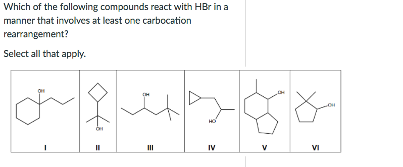 Solved Which of the following compounds react with HBr in a | Chegg.com