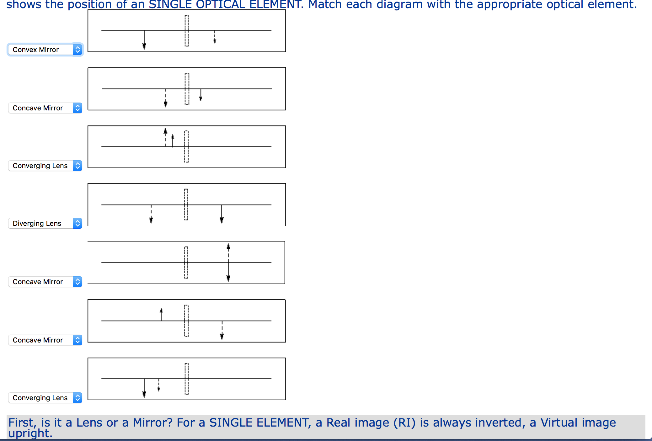 Solved shows the position of an SINGLE OPTICAL ELEMENT. | Chegg.com