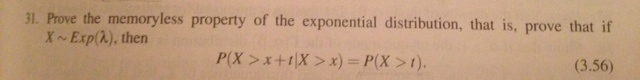 Solved Prove the memoryless property of the exponential | Chegg.com
