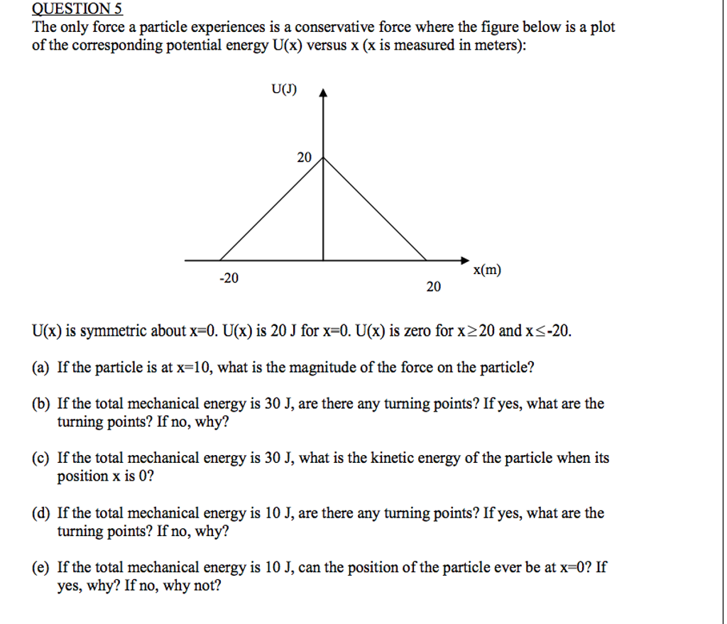 Solved The only force a particle experiences is a | Chegg.com