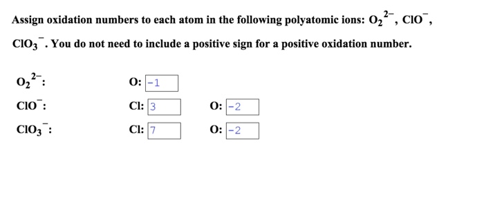Solved Assign oxidation numbers to each atom in the | Chegg.com