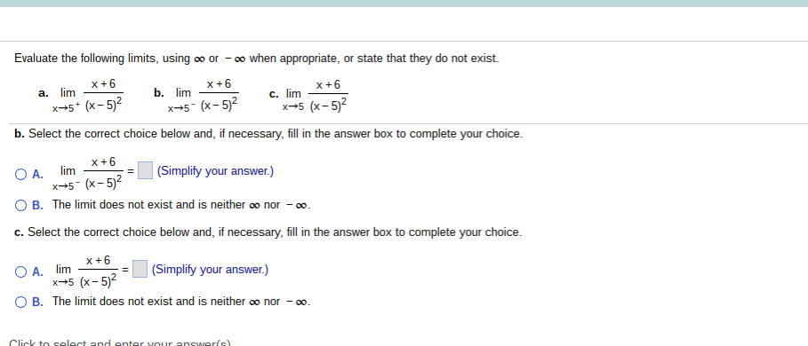 Solved Evaluate the following limits, using infinity or - | Chegg.com