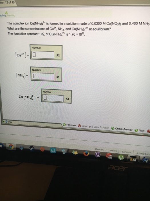 Solved ion 12 of 16 pling leaming The complex ion Cu(NHs)42 | Chegg.com