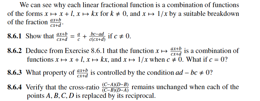Solved We can see why each linear fractional function is a | Chegg.com