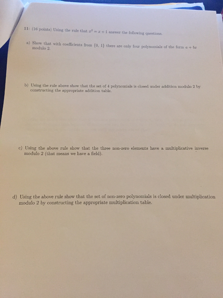 Solved 11: (16 points) Using the rule that a = x +1 answer | Chegg.com