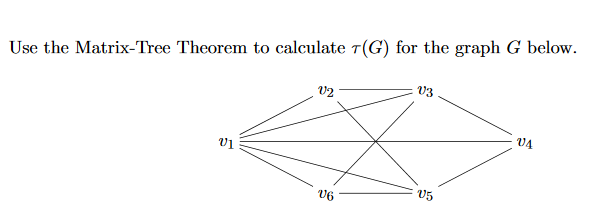 Solved Use the Matrix-Tree Theorem to calculate tau (G) for | Chegg.com