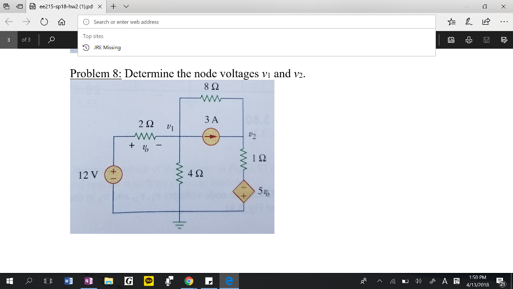 Solved Problem 8: Determine the node voltages v1 and | Chegg.com Solved Problem 8: Determine the node voltages v1 and | Chegg.com