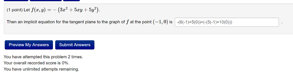 Solved Then an implicit equation for the tangent plane to | Chegg.com