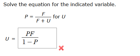 Solved Solve the equation for the indicated variable. P = | Chegg.com