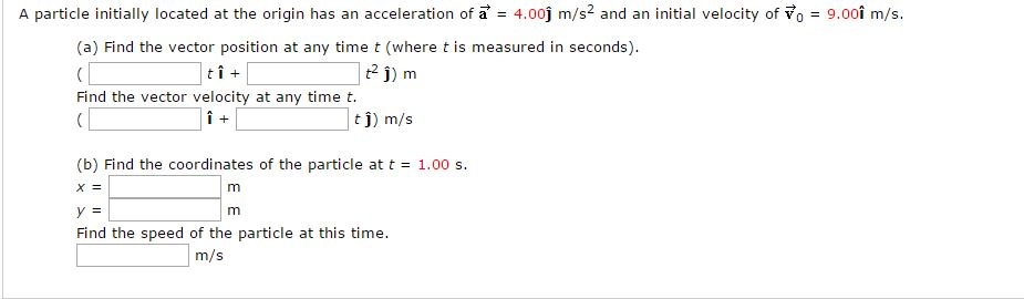 Solved A Particle Initially Located At The Origin Has An