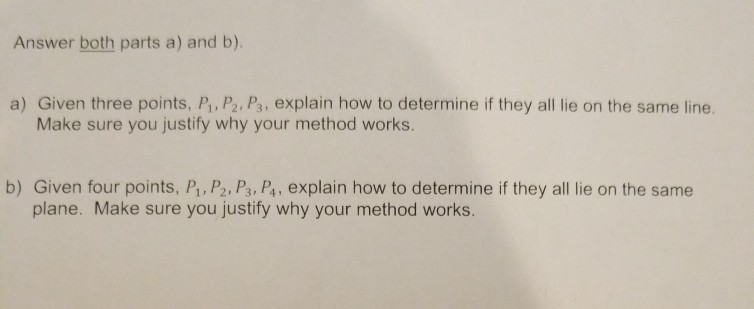 Solved Answer both parts a) and b). a) Given three points, | Chegg.com
