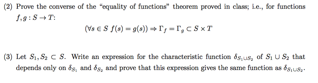 Solved Prove the converse of the "equality of functions" | Chegg.com