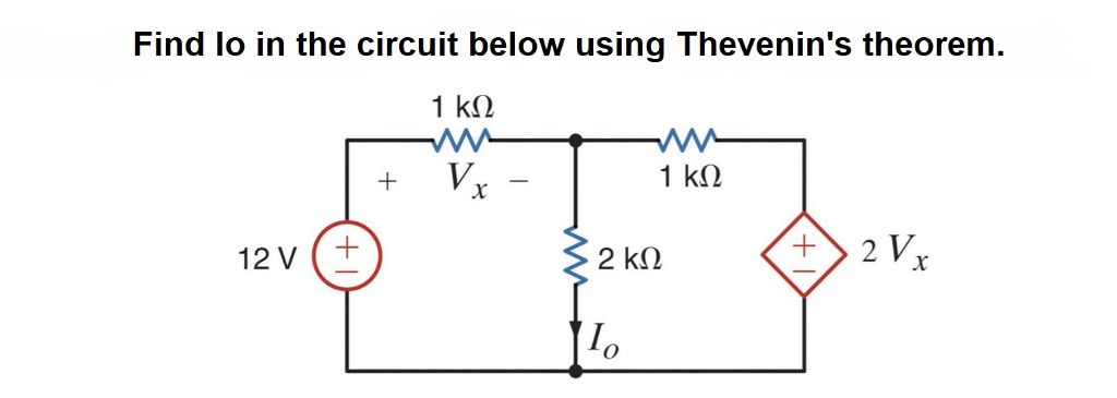 Solved Find Io in the circuit below using Thevenin's | Chegg.com
