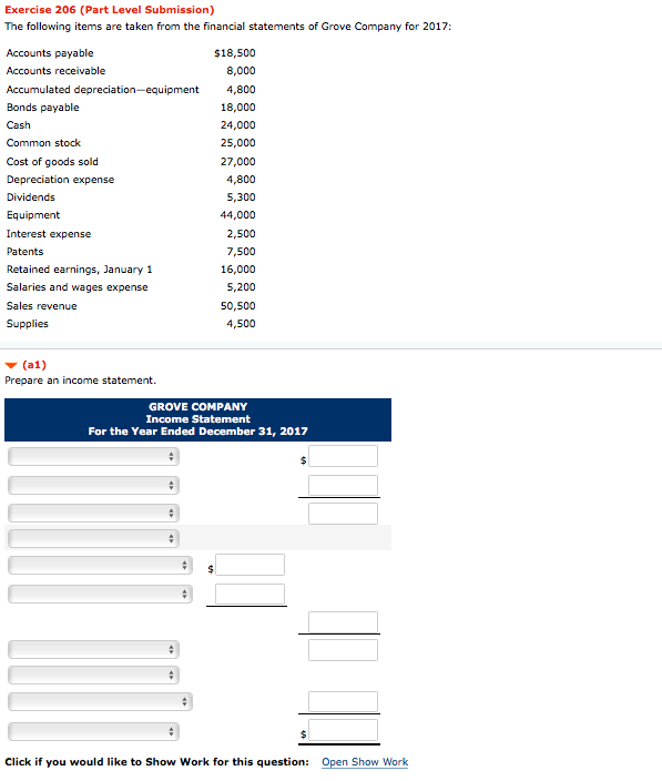 Solved Exercise 206 (Part Level Submission) The following | Chegg.com