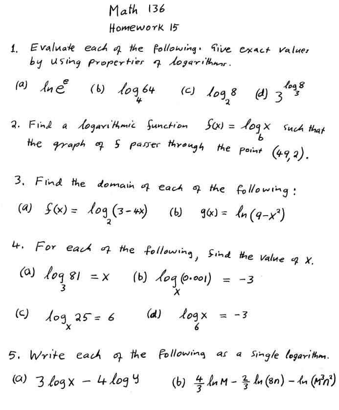 Solved Math 136 Homework I5 1. Evaluate each 4 the | Chegg.com