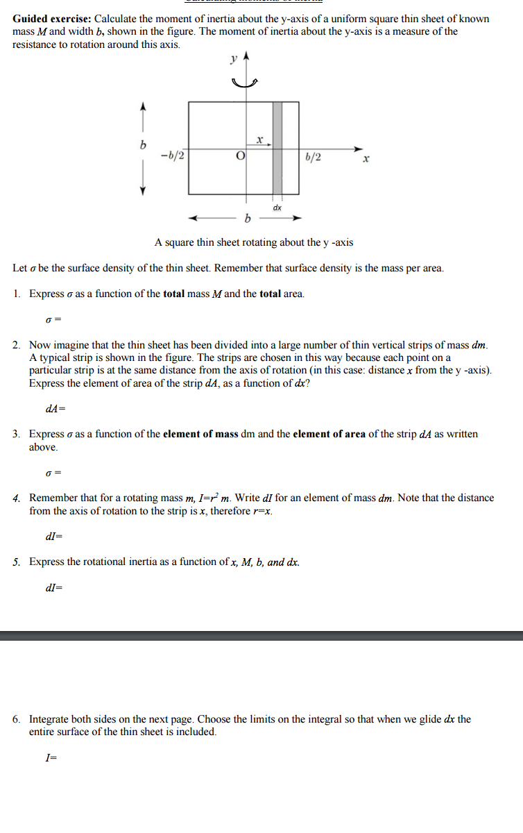 Solved Guided exercise: Calculate the moment of inertia | Chegg.com