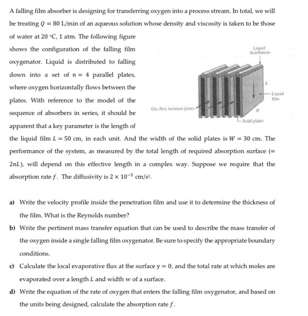 A falling film absorber is designing for transferring | Chegg.com