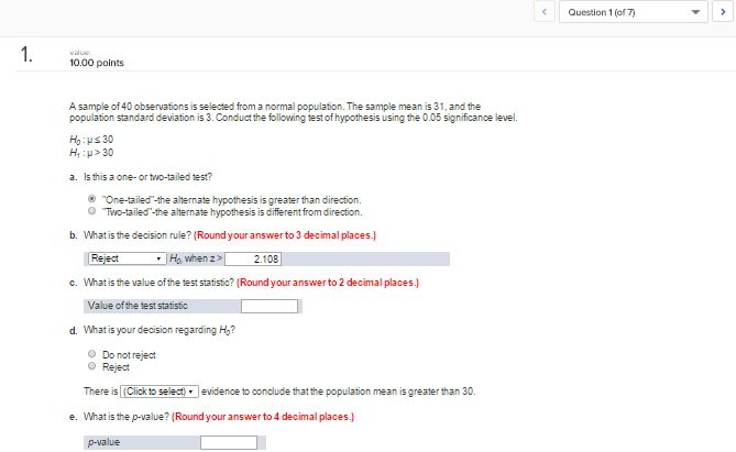 Solved A sample of 40 observations is selected from a normal | Chegg.com