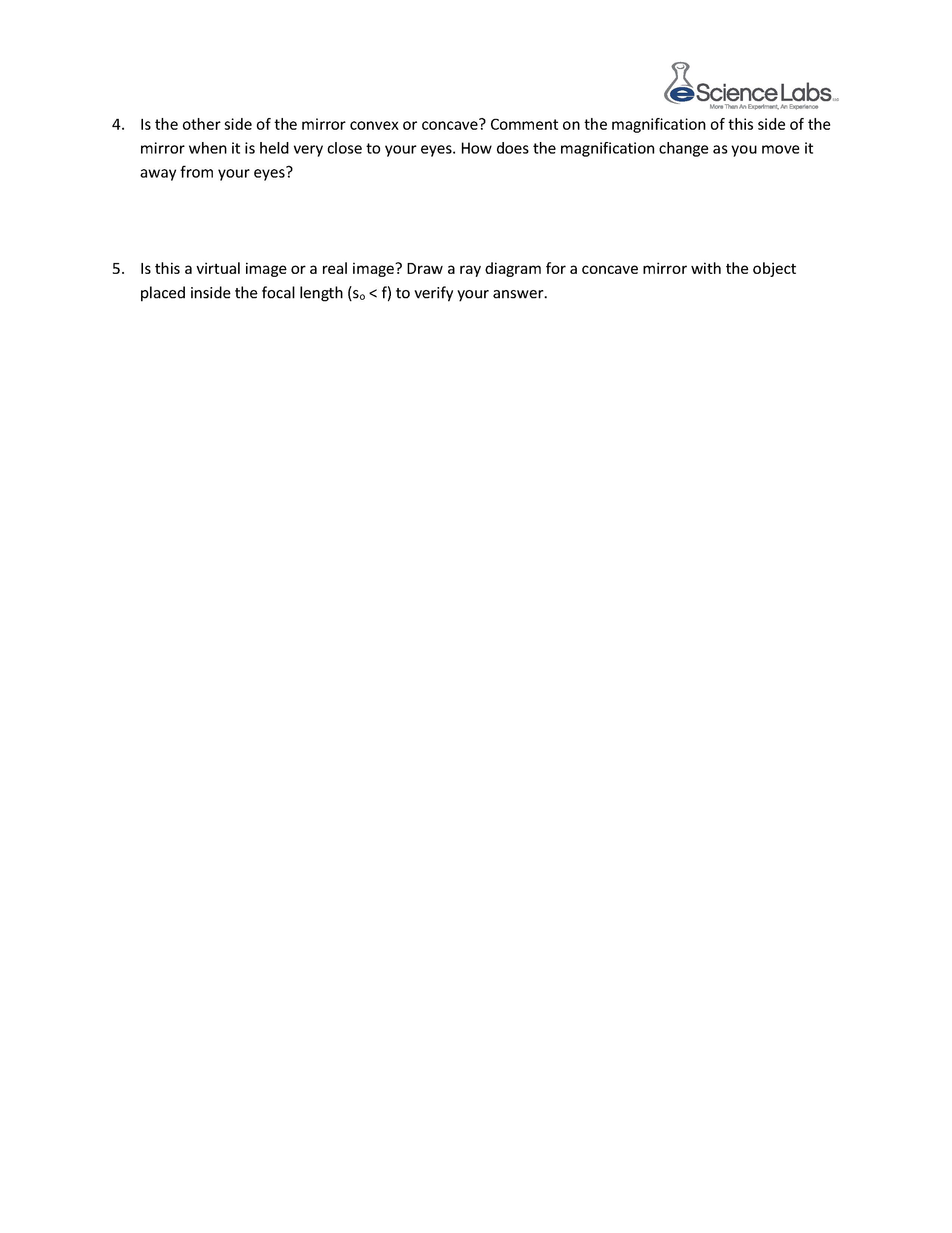 Solved Experiment 2: Exploring Mirrors | Chegg.com