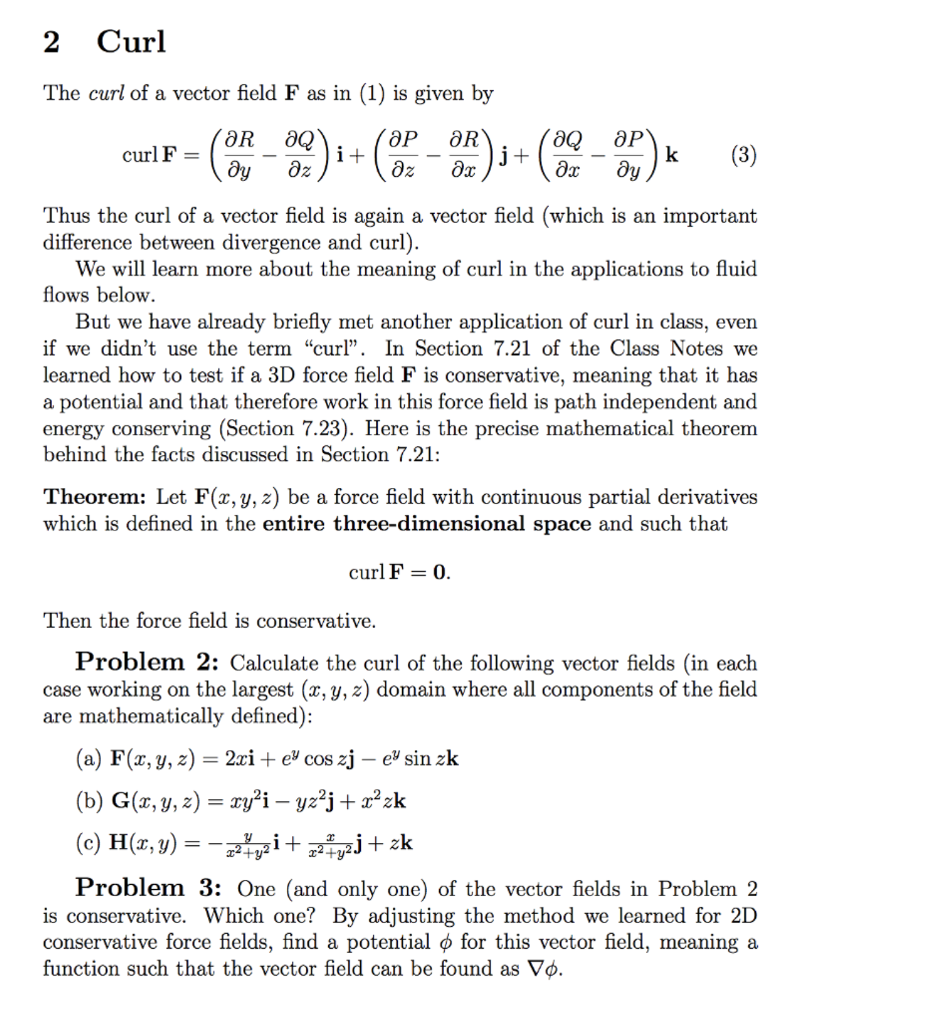 Solved Calculate The Curl Of The Following Vector Fields And