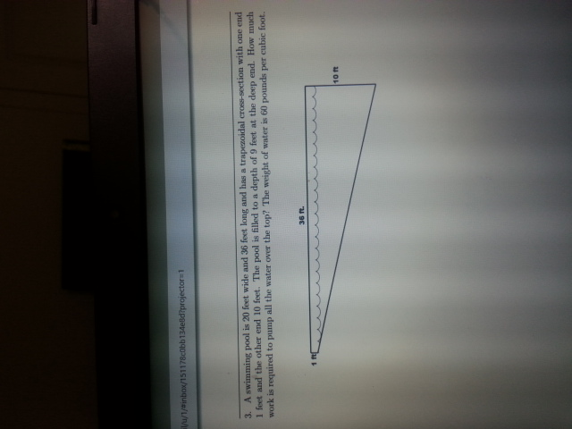 Solved A swimming pool is 20 feet wide and 36 feet long and | Chegg.com