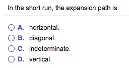 Solved In the short run, the expansion path is horizontal. | Chegg.com
