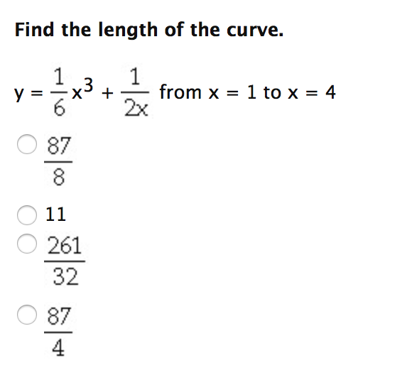 Solved Find the length of the curve. y=-x3 + from x = 1 t O | Chegg.com